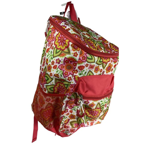 Bags | Crane Backpack Cooler New Pink Flower Theme One Green Floral ...